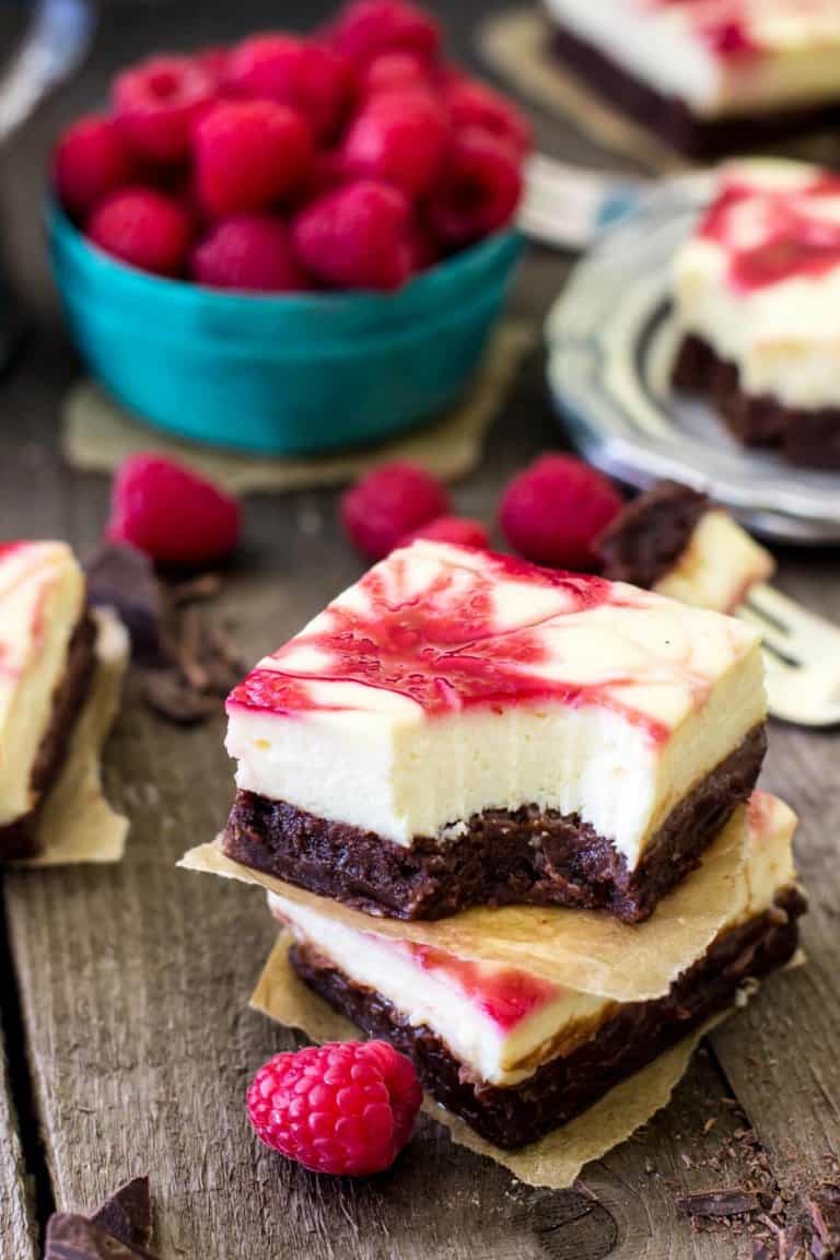 Raspberry Cheesecake Brownies - Sugar Spun Run