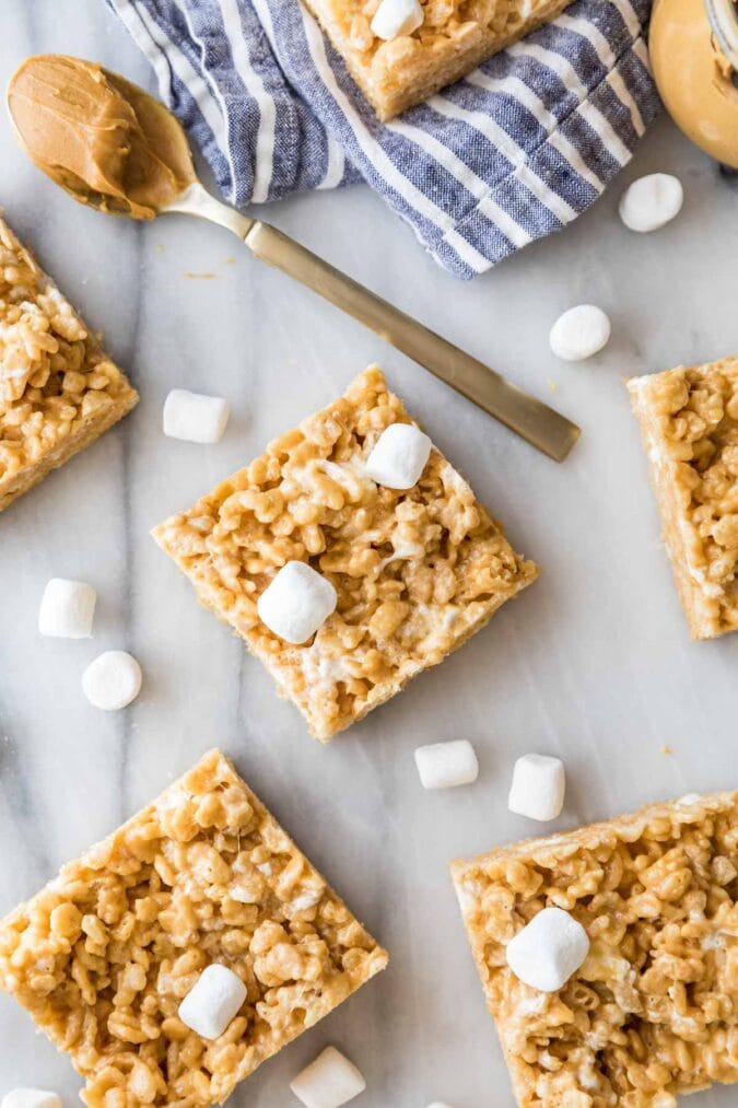 Peanut Butter Rice Krispie Treats - Sugar Spun Run